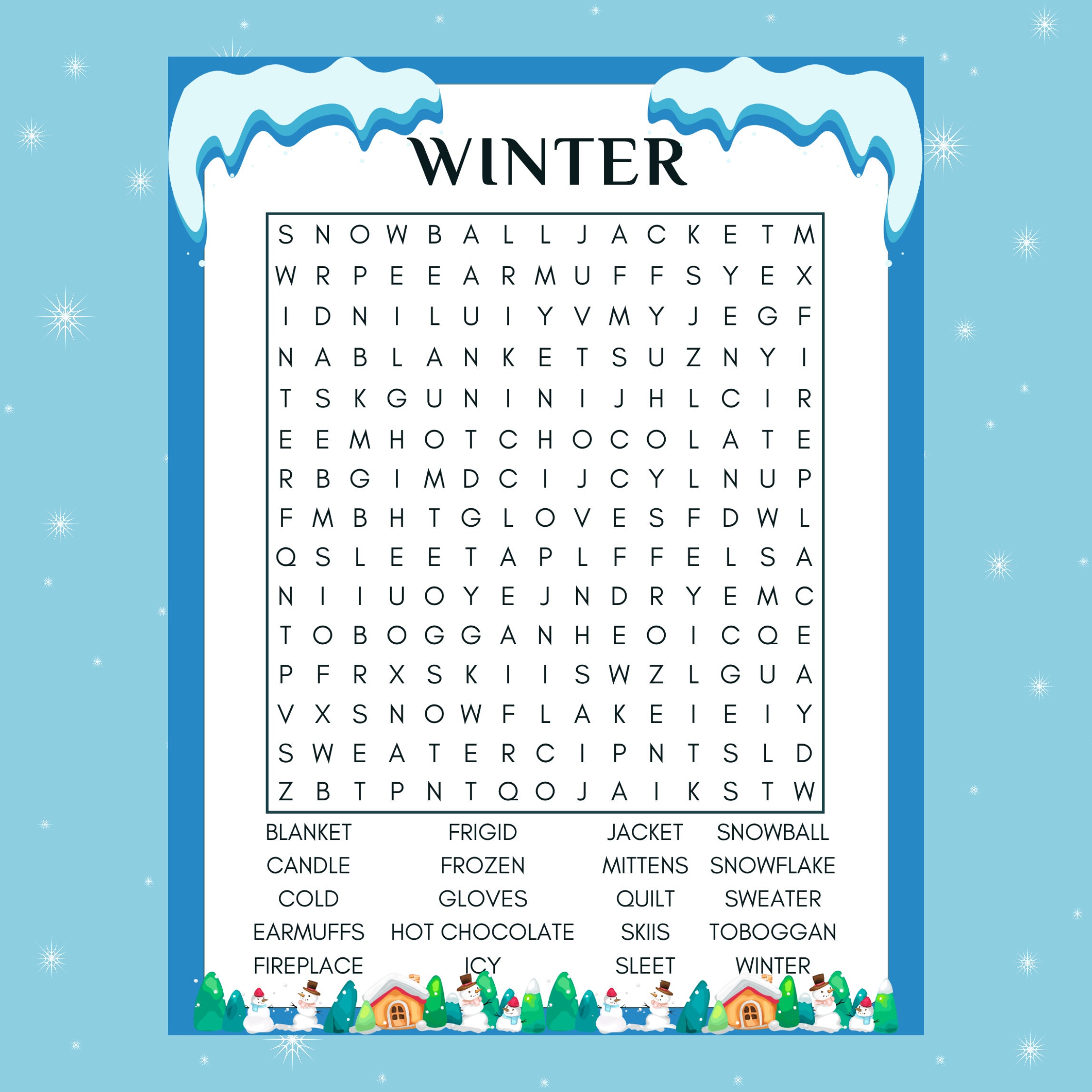 Winter Word Search Bundle, Printable Digital Download for Winter ...