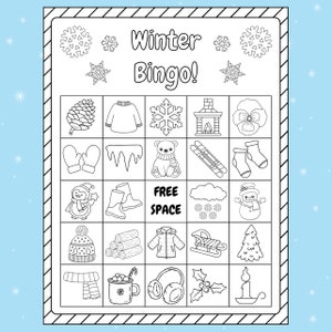 Winter Bingo Coloring Pages, 30 Unique Bingo Game Cards to Color In ...