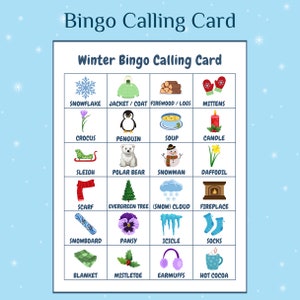 Winter Bingo, 30 Printable Bingo Cards, Winter Games for Family and ...