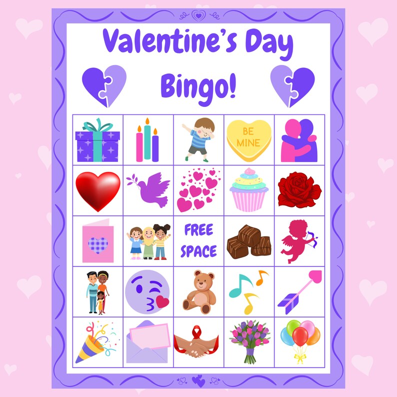 Valentine's Day Bingo Game, 30 Printable Cards, Valentines Day Game for ...