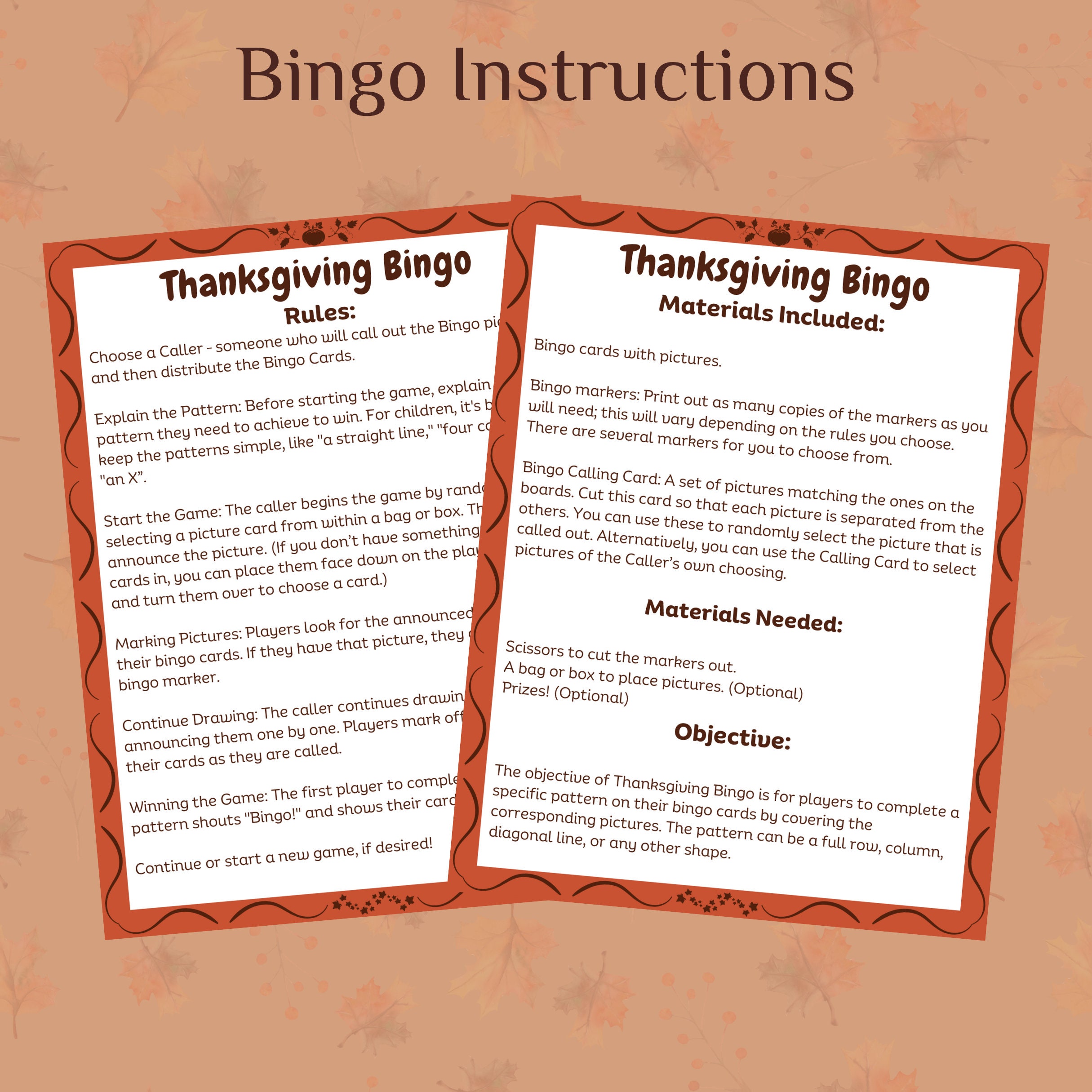 Thanksgiving Bingo for Kids and Adults, Printable Bingo Cards ...