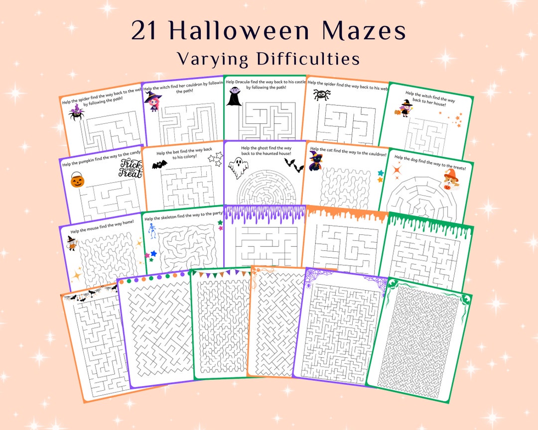Halloween Mazes, 21 Printable Activities for All Ages (digital Download ...