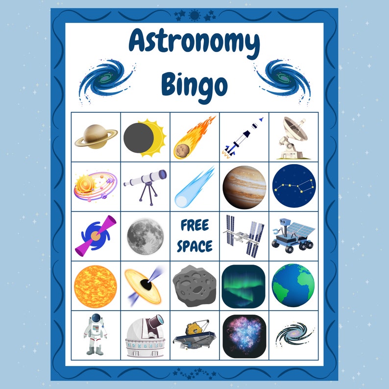 Astronomy Bingo Game, Outer Space Educational Bingo for Family, Friends ...