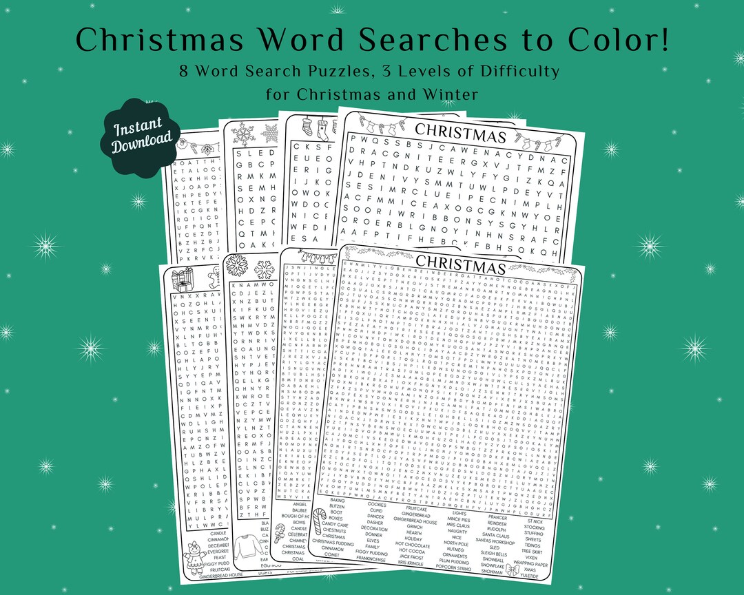 Christmas and Winter Word Search Puzzle Bundle to Color - Etsy