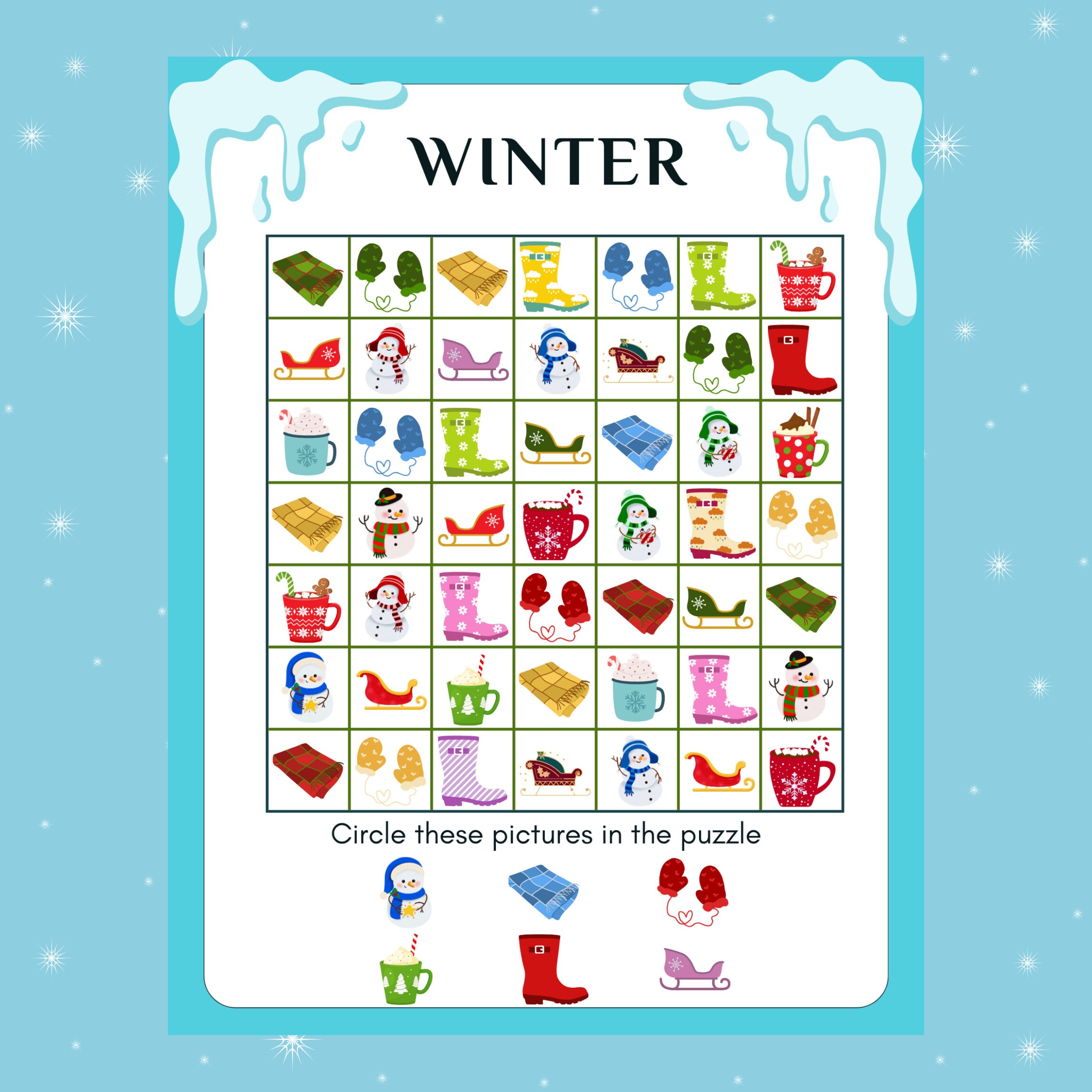 Winter Word Search Bundle, Printable Digital Download for Winter ...