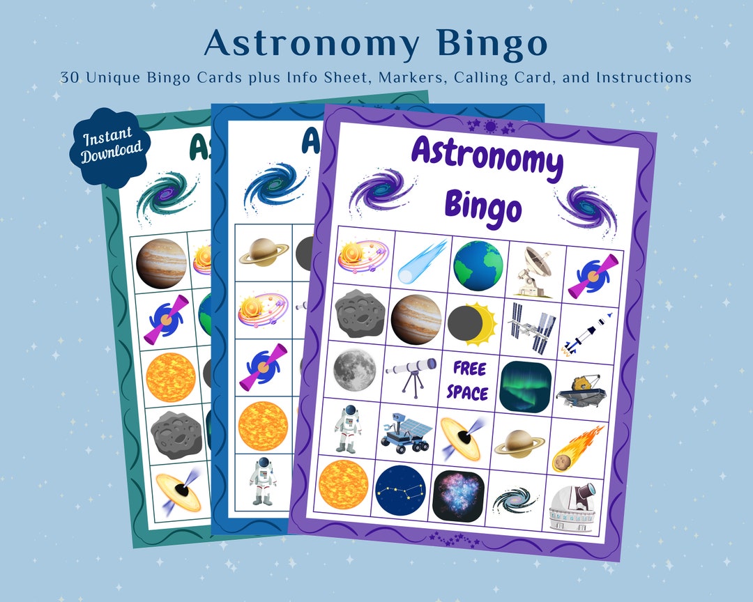 Astronomy Bingo Game, Outer Space Educational Bingo for Family, Friends ...