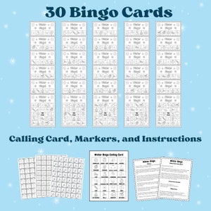 Winter Bingo Coloring Pages, 30 Unique Bingo Game Cards to Color In ...