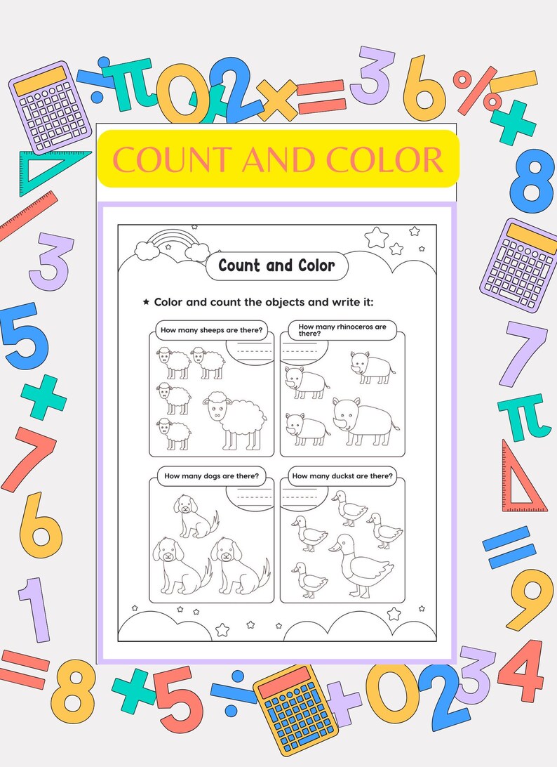 Kindergarten Math Activity Book, Ages 3-6 (digital Download) - Etsy