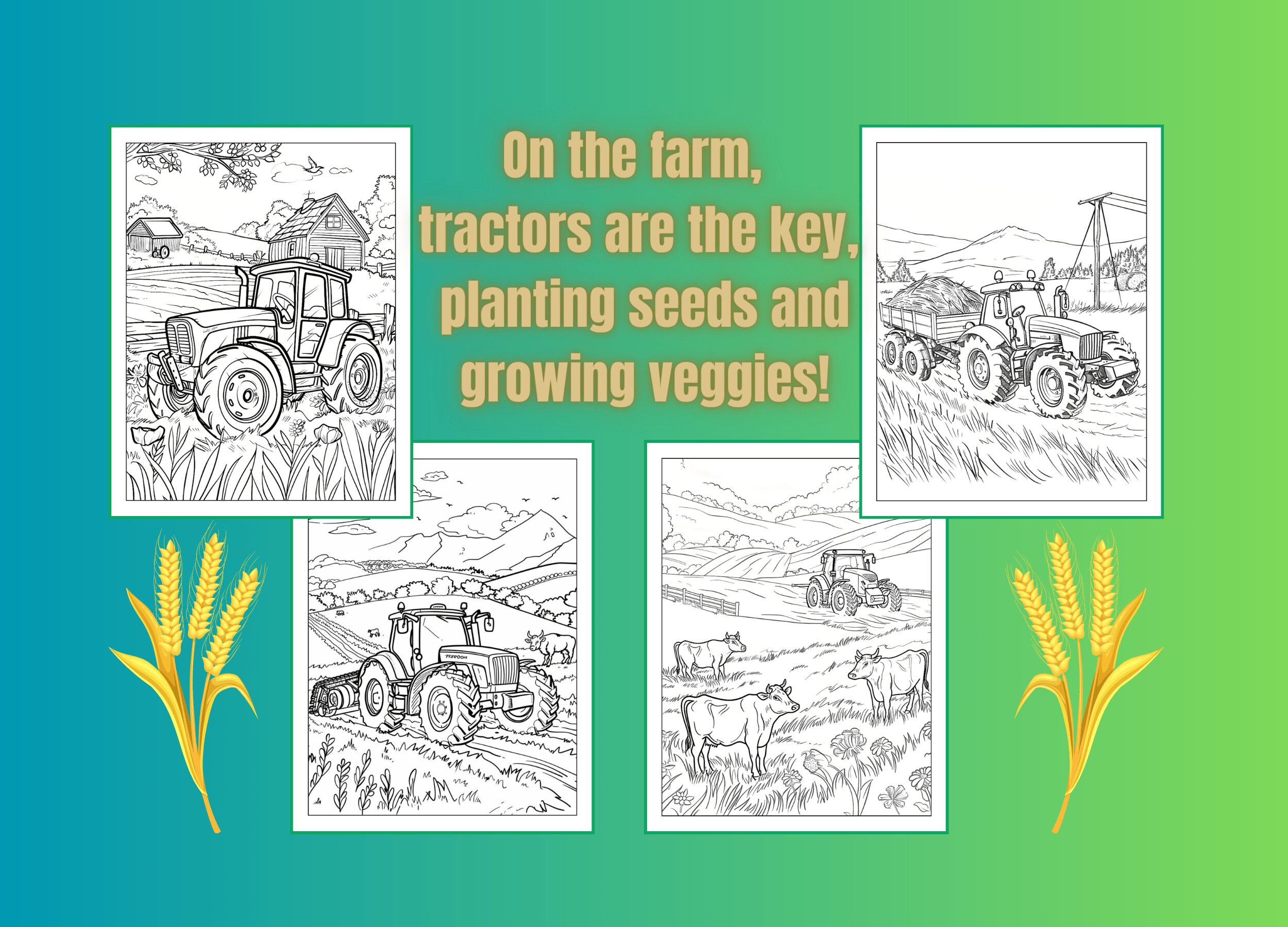 Farm Life. Tractor Coloring Book for Kids All Ages. Coloring Pages of ...