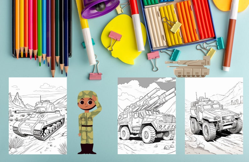 Military Vehicles Coloring Book. There Are 40 Amazing Images of ...