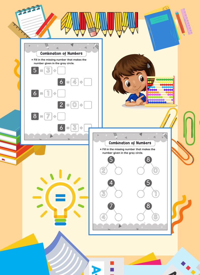Kindergarten Math Activity Book, Ages 3-6 (digital Download) - Etsy