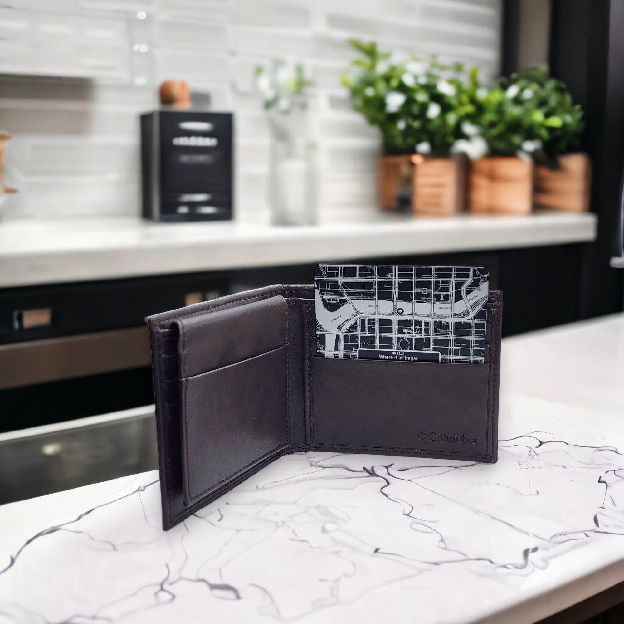 Custom Metal Map Card Laser Etched, Personalized, Love Map, Wallet Card ...