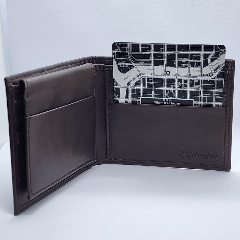 Custom Metal Map Card Laser Etched, Personalized, Love Map, Wallet Card ...