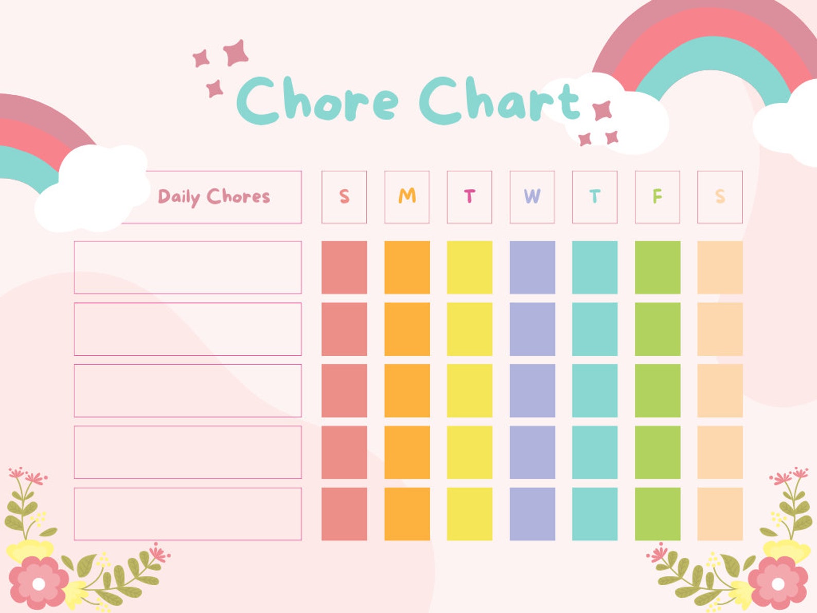 Rainbow Chore Chart - Etsy