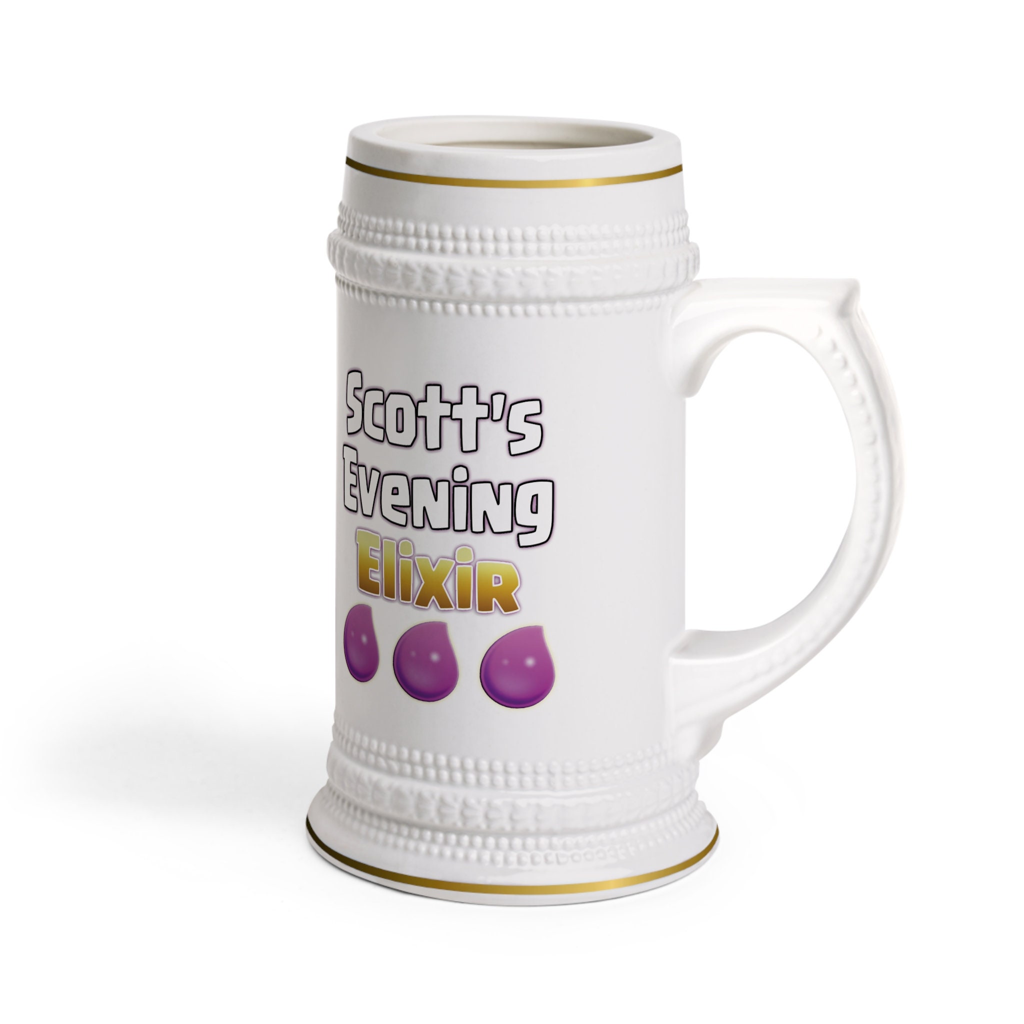 CUSTOM EVENING ELIXIR Clash Royale Beer Stein Mug Clash of Clans Adult ...