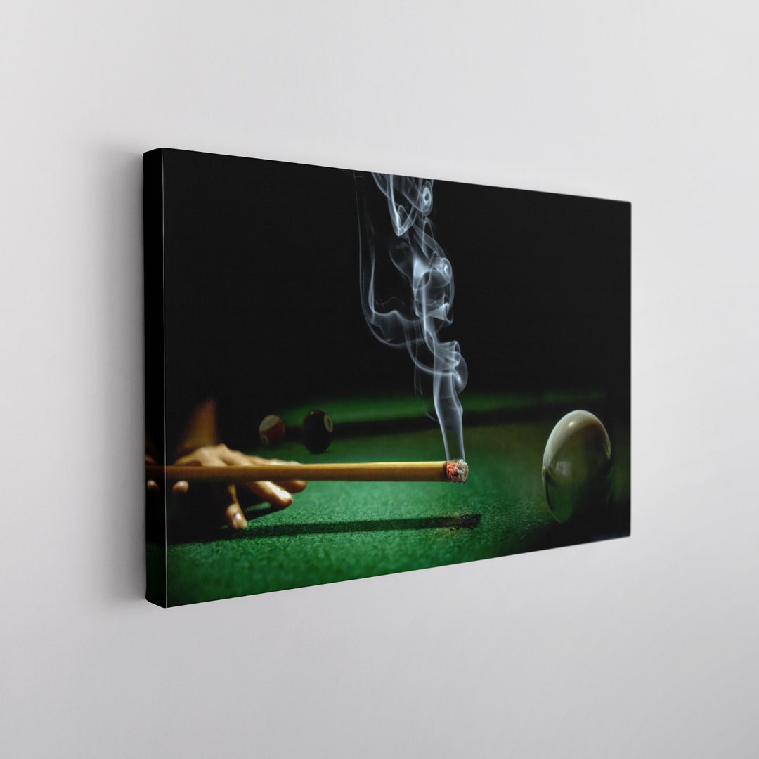 Billiards Poster, Billiards Ball Print, Cigarette Cue Canvas ...