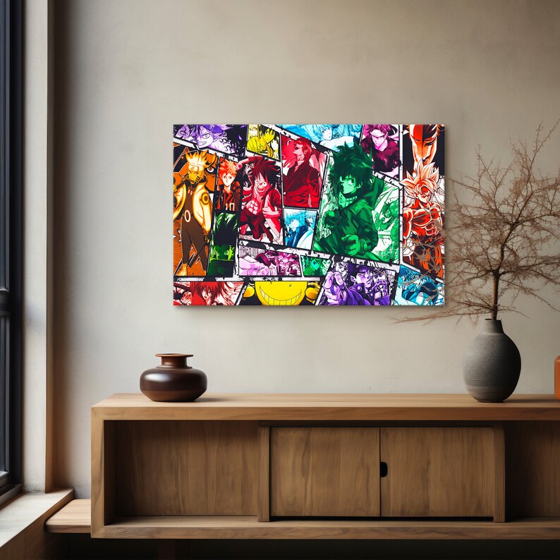 Anime All Characters Poster, Japanese Anime Manga Characters Canvas ...