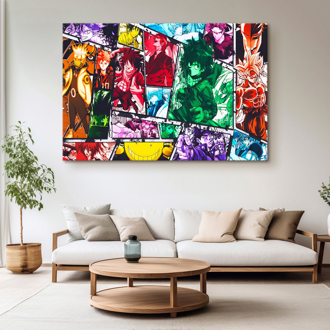Anime All Characters Poster, Japanese Anime Manga Characters Canvas ...
