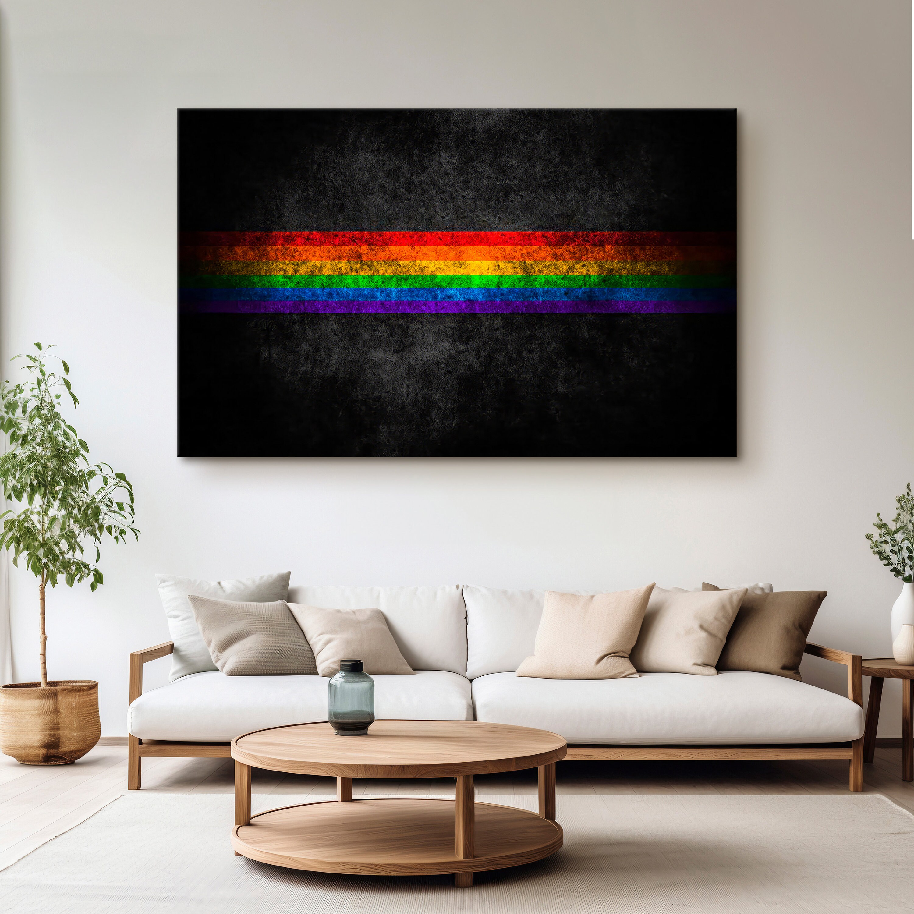 Rainbow Pride Flag Poster, Gay Pride Giclee Print, Distressed Flag of ...