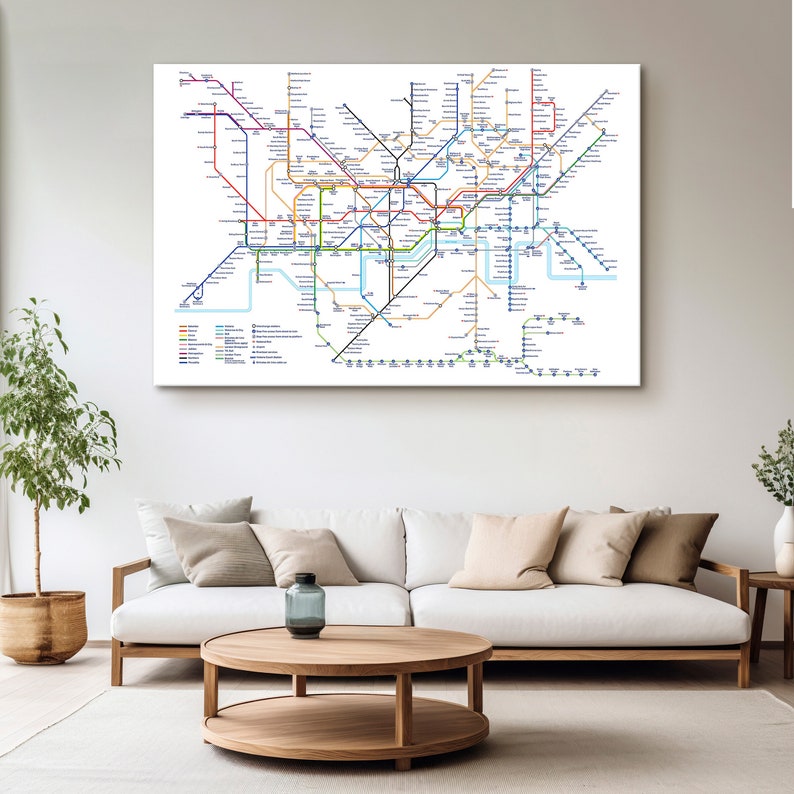 London Underground Tube Map, Metro Map, UK Subway Wall Decor, London ...