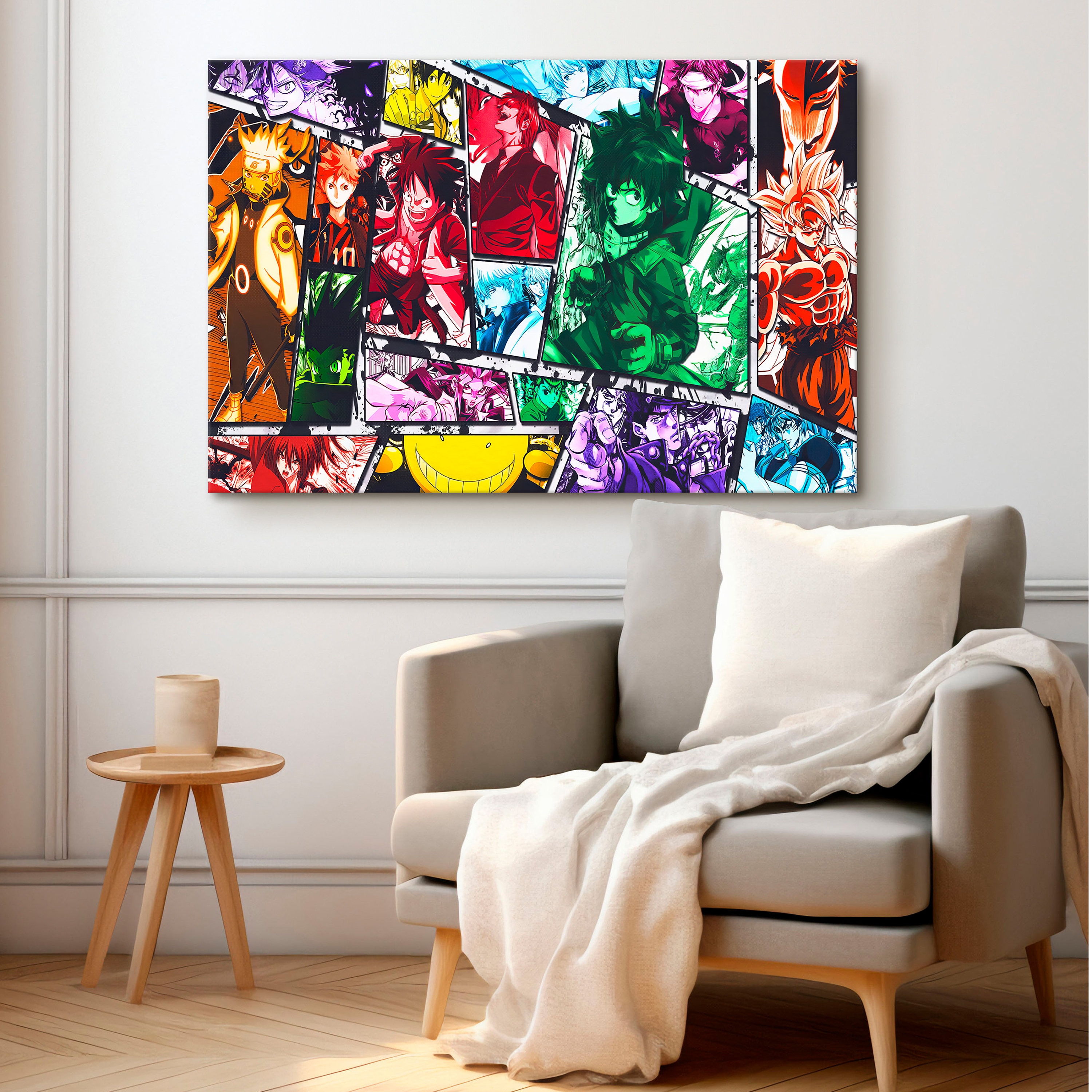 Anime All Characters Poster, Japanese Anime Manga Characters Canvas ...