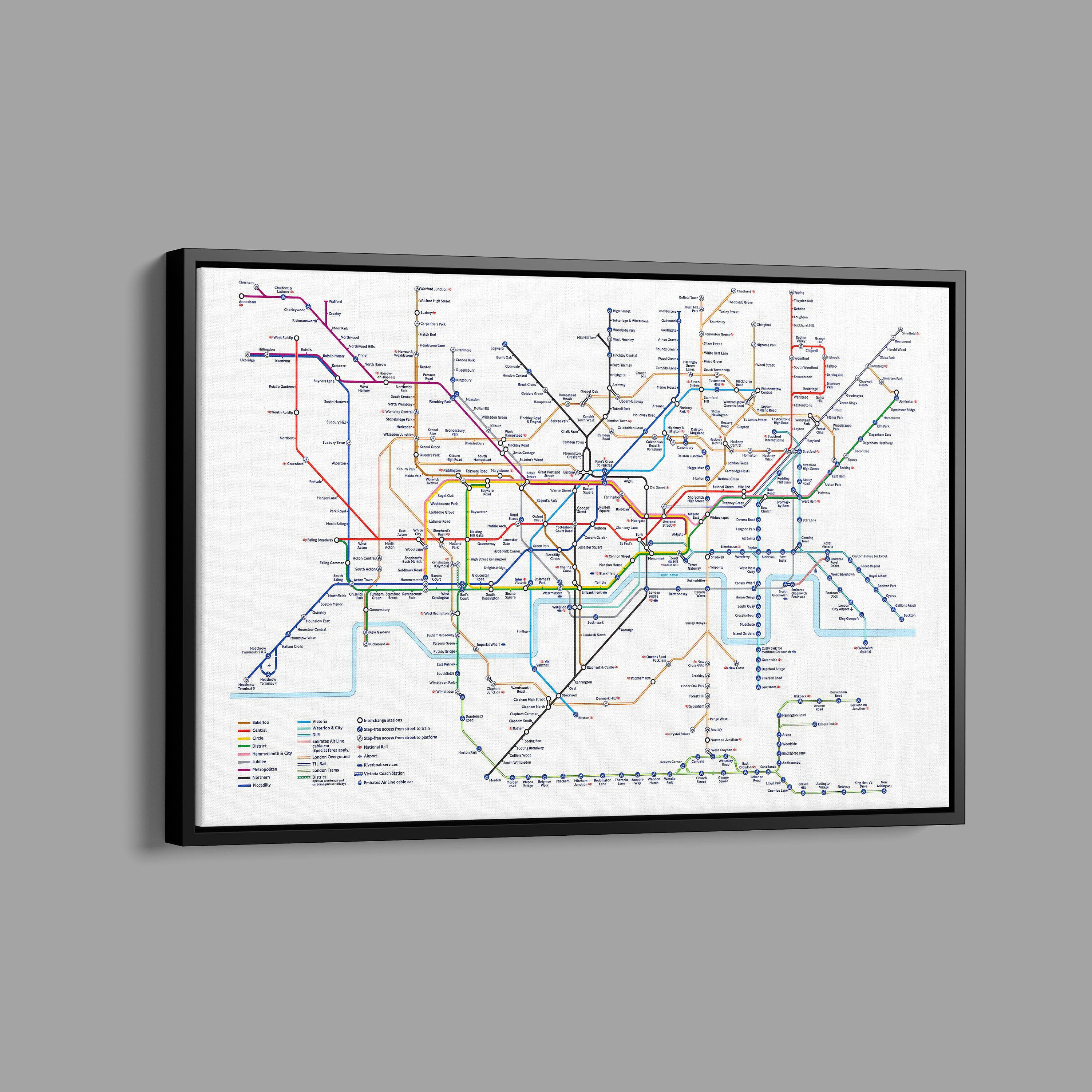 London Underground Tube Map, Metro Map, UK Subway Wall Decor, London ...