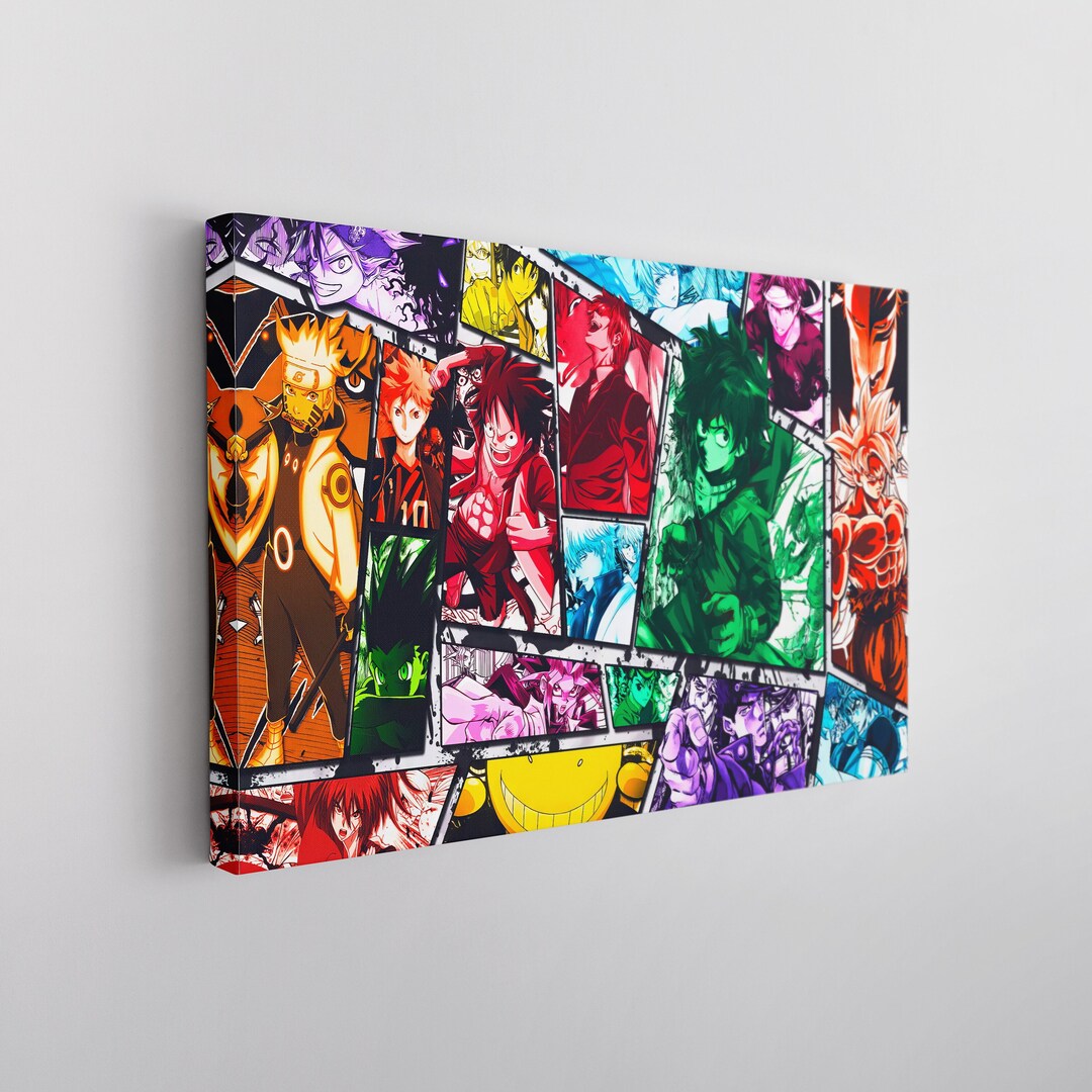 Anime All Characters Poster, Japanese Anime Manga Characters Canvas ...