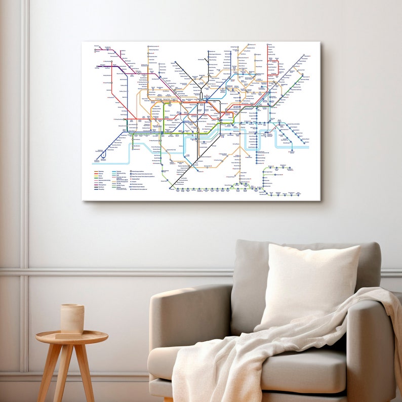 London Underground Tube Map, Metro Map, UK Subway Wall Decor, London ...