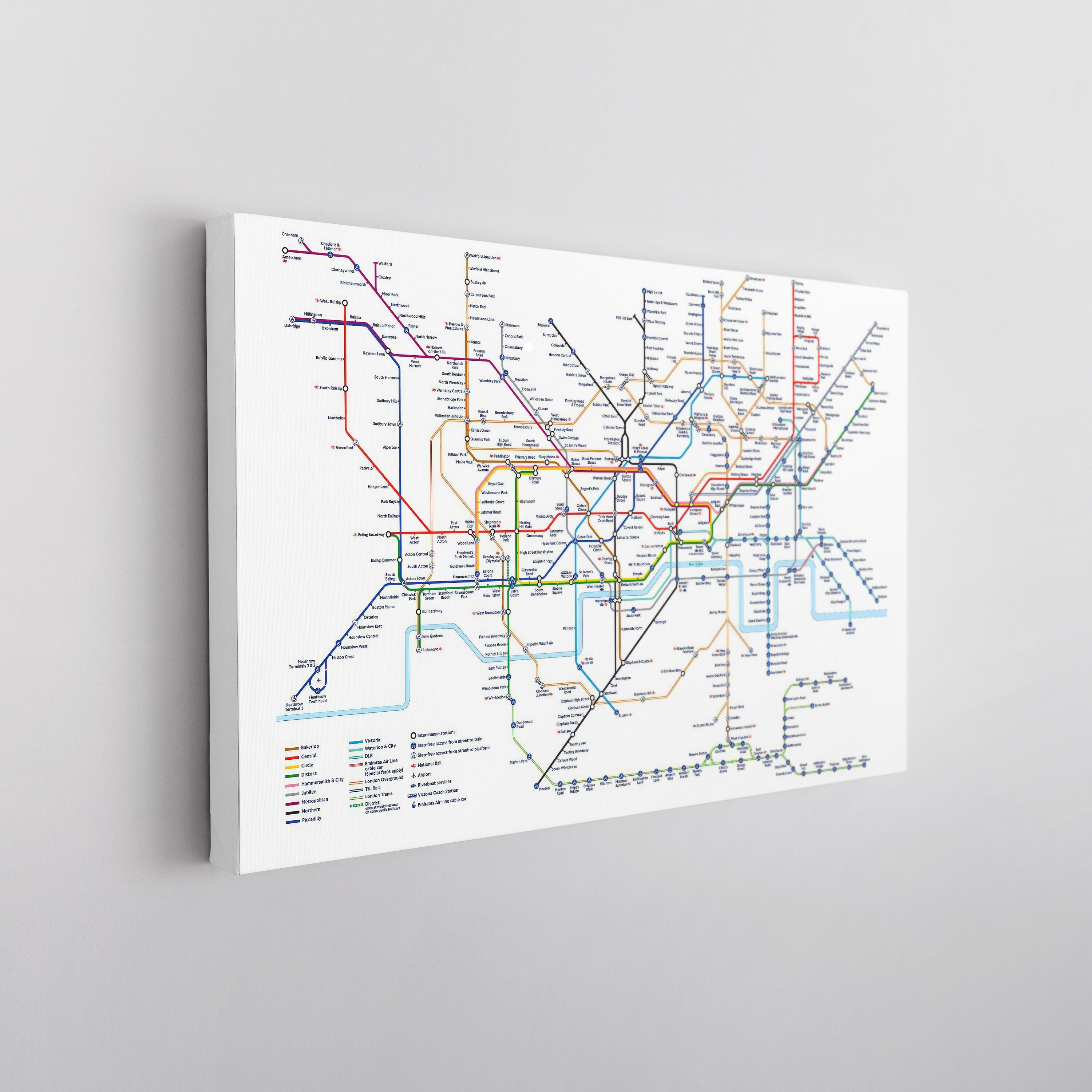 London Underground Tube Map, Metro Map, UK Subway Wall Decor, London ...