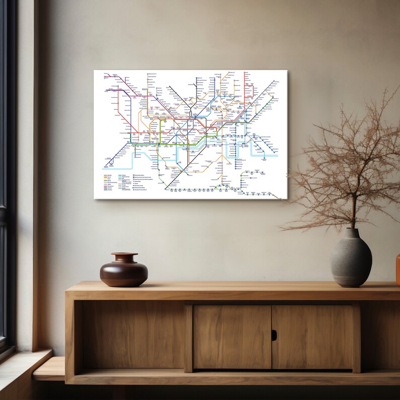 London Underground Tube Map, Metro Map, UK Subway Wall Decor, London ...