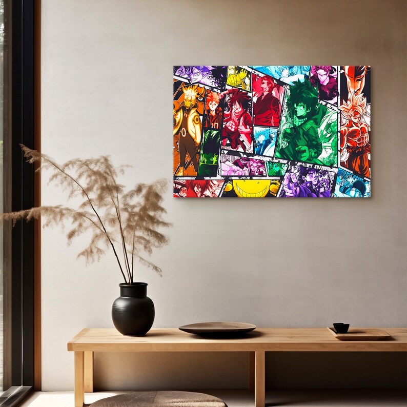 Anime All Characters Poster, Japanese Anime Manga Characters Canvas ...