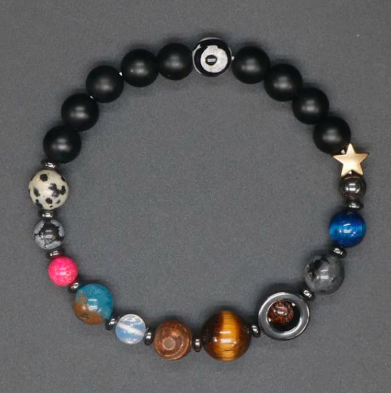 Solar System Universe Bracelet: Natural Stone Planets Gifts for Him ...