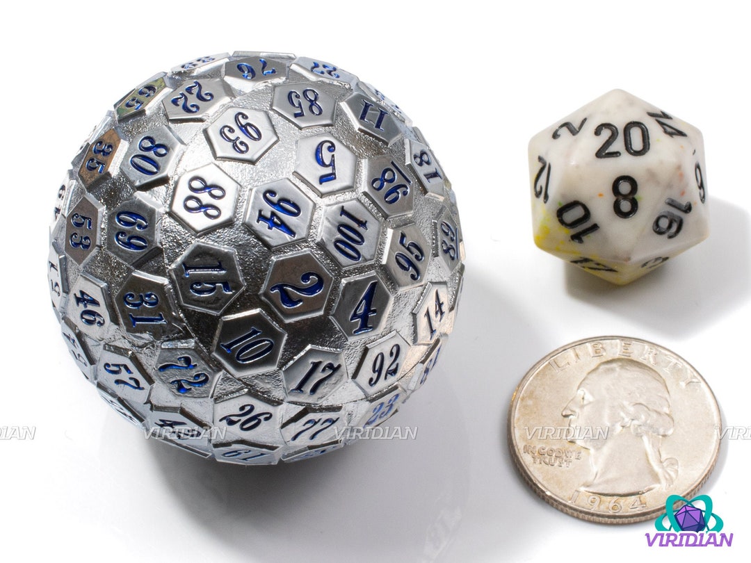 Gray & Blue D100 Giant Metal Die 1 Dungeons and Dragons - Etsy