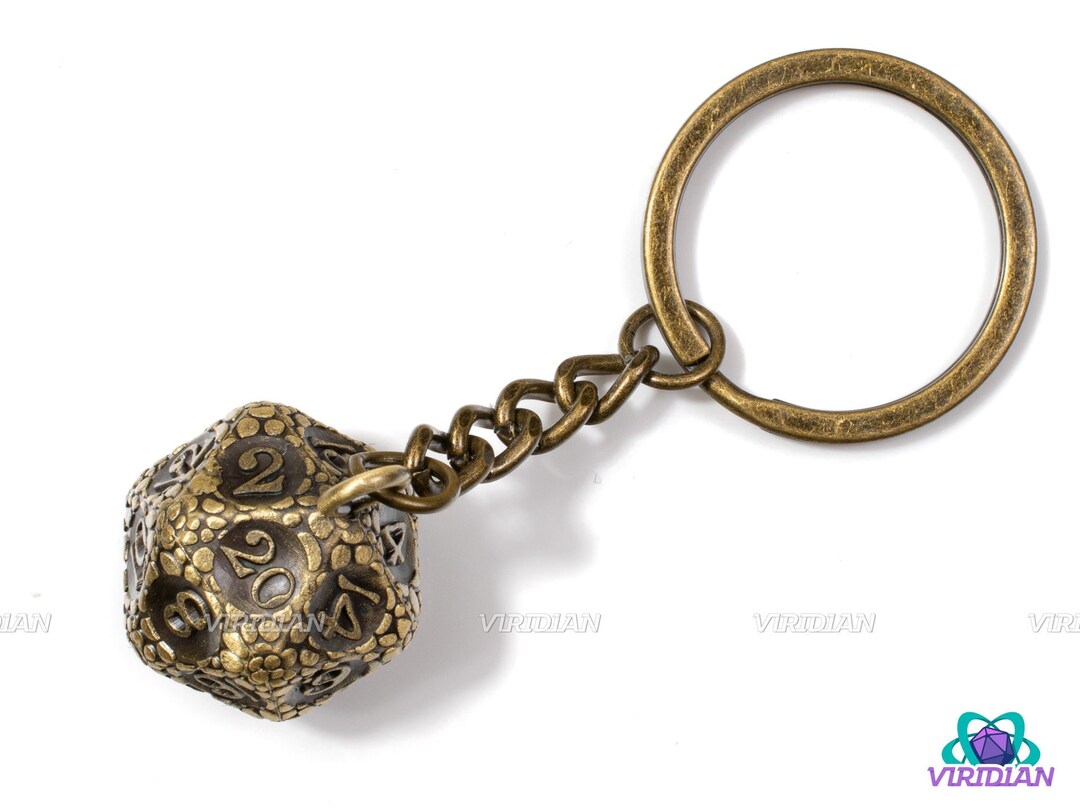 Stone Golem D20 Keychain Bronze Stone Boulder Design - Etsy