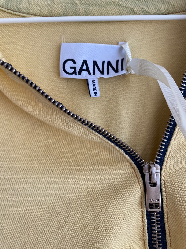 GANNI Yellow Denim Zip Jacket With Collar Detail - Etsy