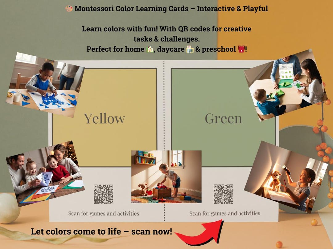 Montessori Color Learning Cards | Printable PDF | Interactive QR Code ...