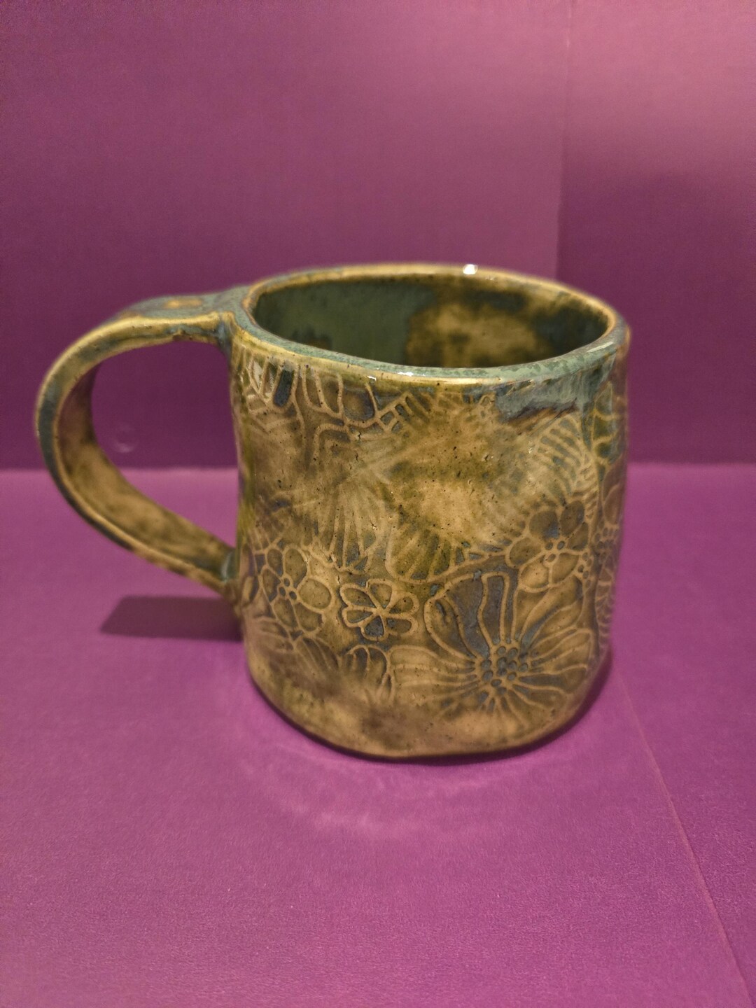 Wildflower Moss Mug- Handbuilt 10oz. - Etsy