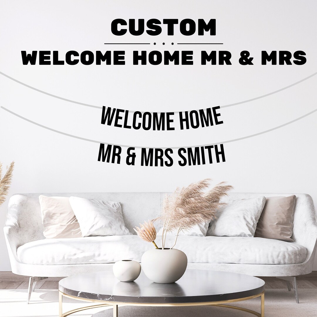 Custom Two Line Welcome Home Banner, Personalized House Warming Banner ...