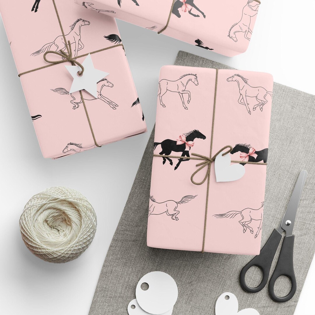 Equestrian Wrapping Paper - Cowgirl Horse Gift Wrap Country Girl - Cute ...