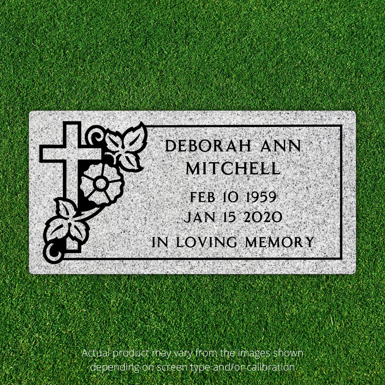 Grave Marker Flat Headstone - 20in X 10in X 3in - Personalized ...