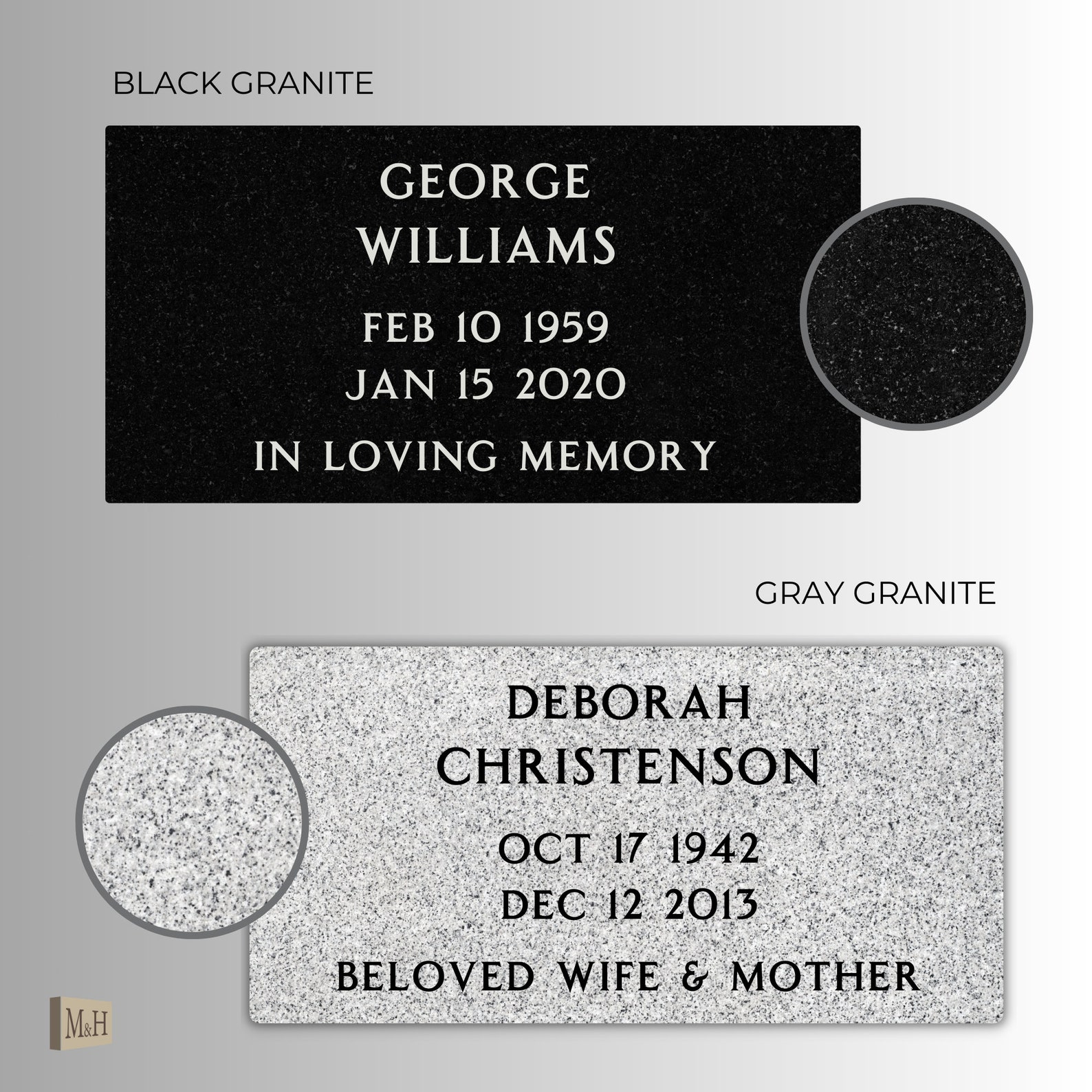 Grave Marker Headstone - Personalized, Engraved, Tombstone, Granite Headstone - 16x8x3 or ...