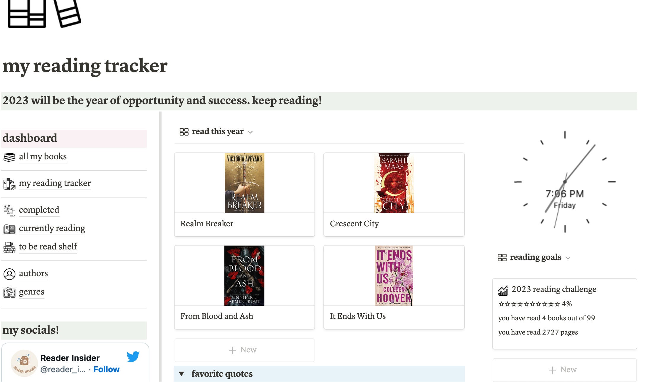 Notion my Reading Tracker Template - Etsy