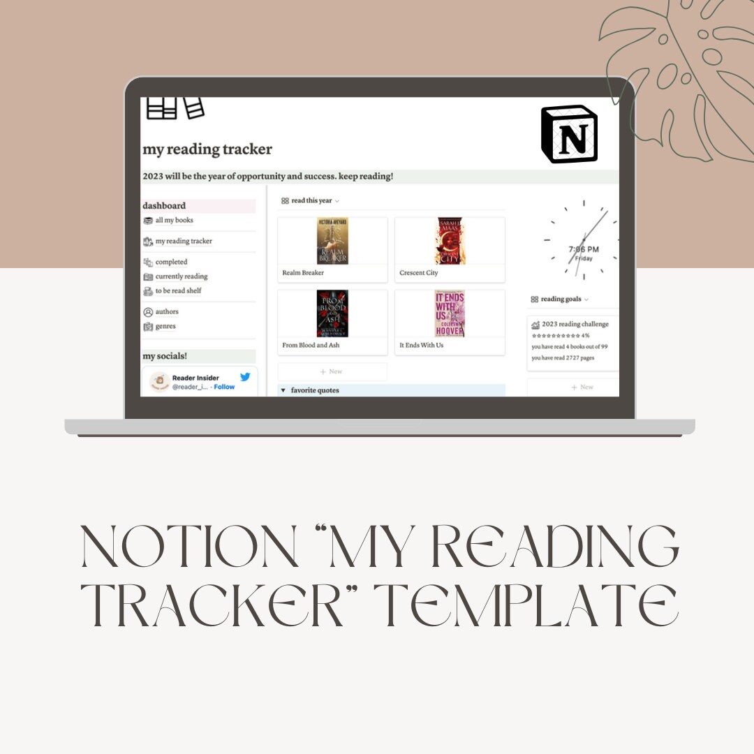 Notion "my Reading Tracker" Template - Etsy