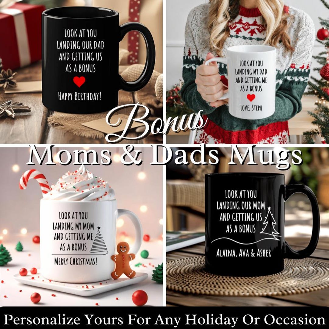 Bonus Dad Mug,personalized Mug,look at You Landing OUR Mom,christmas ...