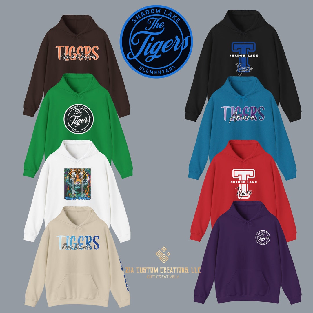 Shadow Lake Elementary Tigers Hoodie, Custom School Spirit Sweatshirt ...