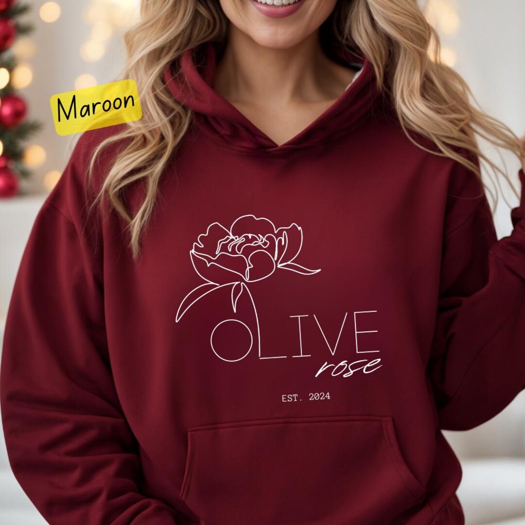 Olive Rose W/rose2 Hoodie,oliveda,olive Tree People,otp,minimalist Rose ...
