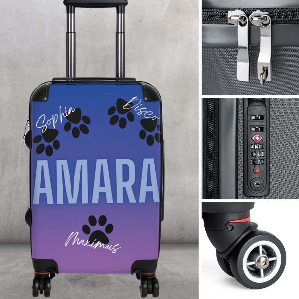 Small Personalized Suitcase, Dog Lover,paw,dog Names,family Dogs ...