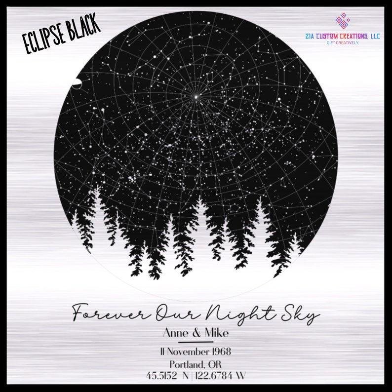 Custom Star Map,personalized Night Sky Print,brushed Aluminum Wall Art ...