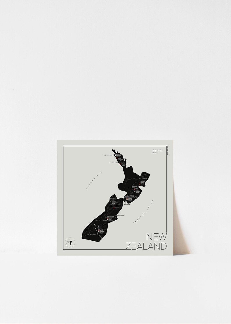 New Zealand Wine Map - Etsy