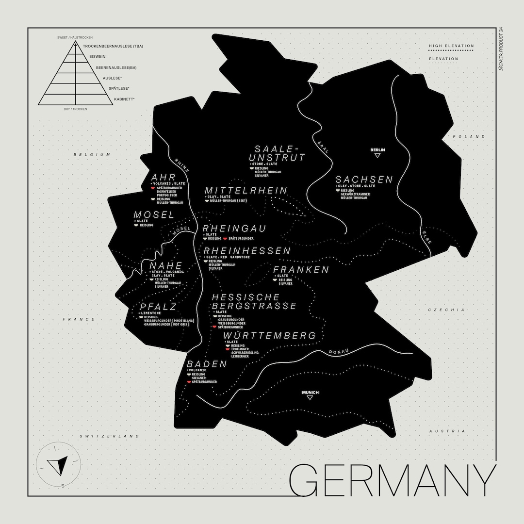 Germany Wine Map - Etsy